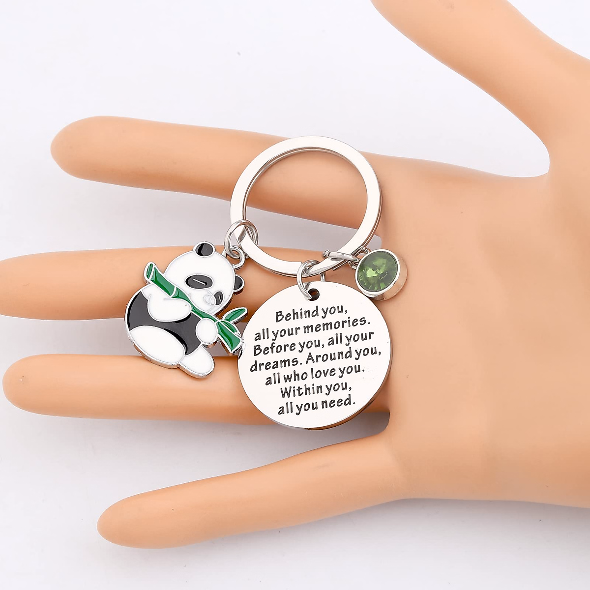 FEELMEM Animal Panda Bear Jewelry Behind You All Your Memories Panda Charm Keychain Spirit Animal Gift Panda Lovers Gift for Friends (Panda-ky)