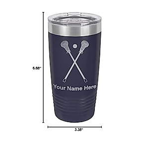 LaserGram 20oz Vacuum Insulated Tumbler Mug, Lacrosse Sticks, Personalized Engraving Included (Navy Blue)