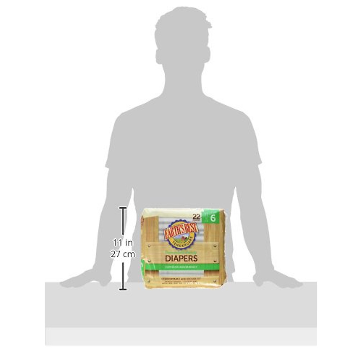 Earth's Best TenderCare Chlorine-Free Disposable Baby Diapers, (35+ lbs), Size 6 (22 Count)