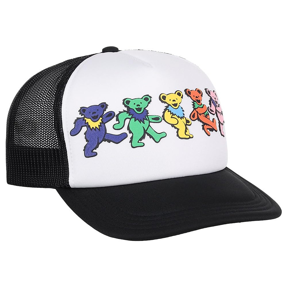 Grateful Dead Dancing Bears Foam Trucker Adjustable Snapback Hat BLK/WHT, Black/White