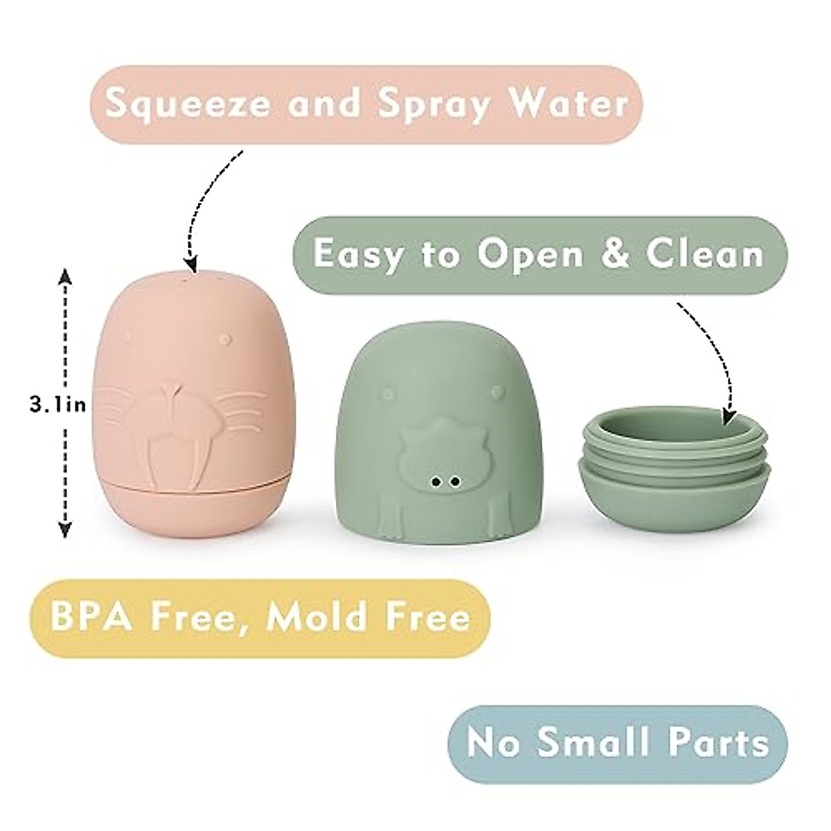 Socub Baby Bath Toys, Squeezable Silicone Bath Toys for Toddlers 1-3, BPA Free Bathtub Toys for Infants