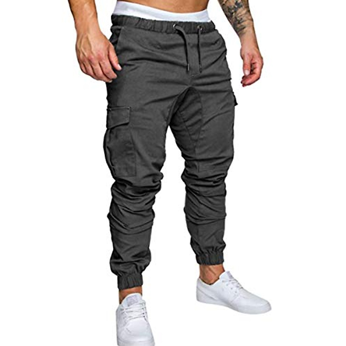 Leward Mens Fashion Joggers Sports Pants Slim Fit Casual Jogger Pant Chino Sweatpants Trousers Mens Long Pants (Dark Grey, M)