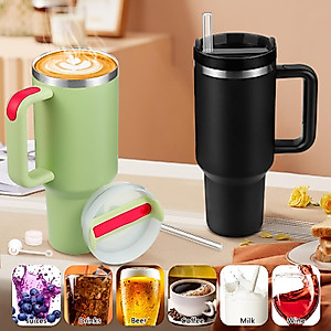 BELYQLY New Version 40oz Stainless Steel Vacuum Insulated Tumbler with Lid and Straw for Water, Smoothie and More, Iced Tea or Coffee (Black)