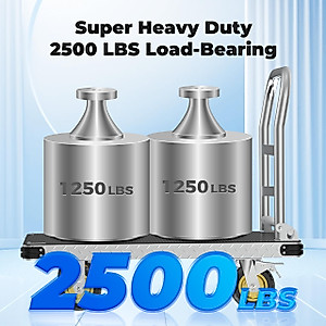 PHEXOD Extra Large Platform Truck Cart, 44 x 28 Dolly Cart Heavy Duty Push Cart Dolly with 2500 LBS Capacity, Foldable Flat Cart Hand Trucks with Non-Slip Mat and 6" Swivel Brake Wheels