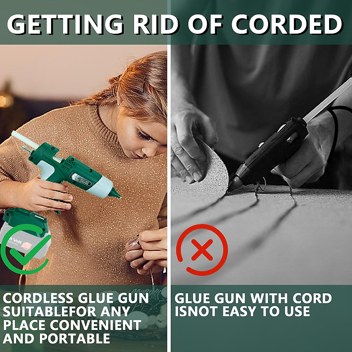 Cordless Hot Melt Glue Gun for Bosch 18-20V Li-ion Battery Repair DIY Tool Set With 10 Glue Sticks Power Tool Glue Gun(not include battery)