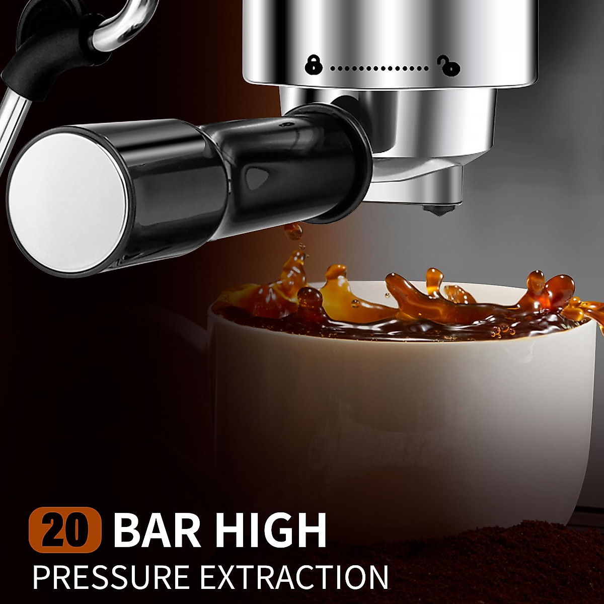 SEEDEEM Espresso Machine,20 Bar Espresso Maker with Milk Frother,Stainless Steel Latte and Cappuccino Machine with 1.8L(60 Fl Oz) Removable Water Tank