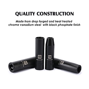 MIXPOWER 11 Pieces 1/2-Inch Drive Deep Impact Socket Set, 10-24mm, CR-V, Metric, 6 Point, Deep, 11 Pieces 1/2" Dr. Deep Metric Socket