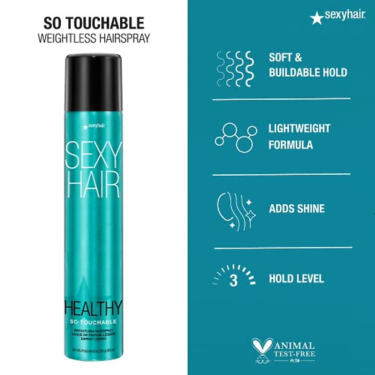 SexyHair Healthy So Touchable Weightless Hairspray, Twin Pack Light Hold and Shine All Hair Types