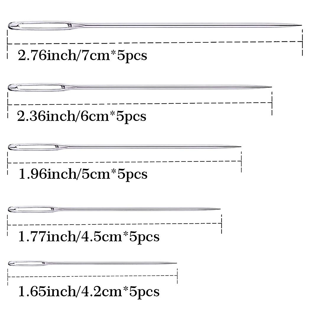 25Pieces Hand Sewing Big Eye Needles Sharp Needle，with Solid Wood Needle Case for