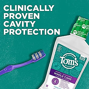Tom's of Maine Whole Care Natural Fluoride Mouthwash, Fresh Mint, 16 oz. 6-Pack (Packaging May Vary)