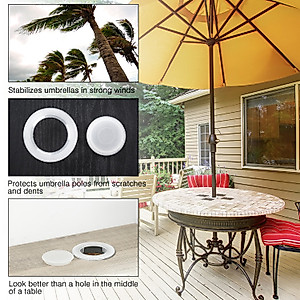 Bememo 2 Inch Patio Table Umbrella Hole Ring and Cap Set, Standard Size Umbrella Thicker Hole Ring Plug and Cap Set(Translucent, 1 Set)