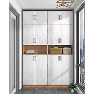 Docoper Marble Wallpaper White Peel and Stick Wallpaper Self Adhesive Removable 15.7”x78.7” Granite Contact Paper for Countertops Waterproof Drawer Liner Countertops Cabinet Bedroom Renter Friendly