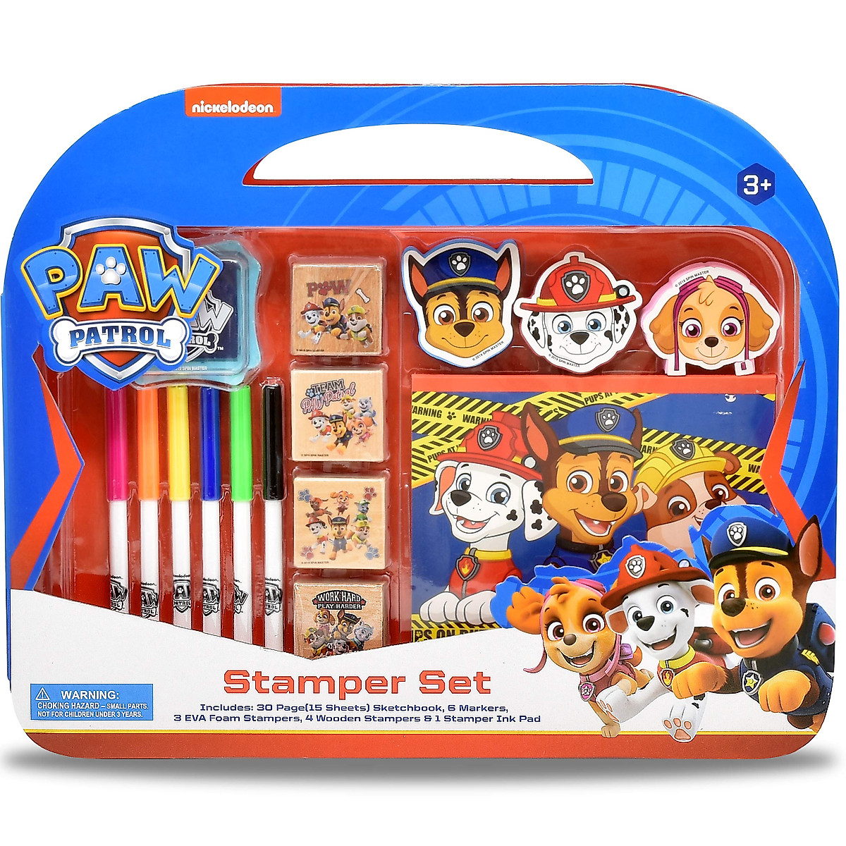 Gift Boutique Paw Patrol Kids Coloring Stamper and Activity Set, Mess Free Craft Kit for Toddlers Boys and Girls, Drawing Art Supplies Included Sketchbook, Bookmark, 3 Foam and 4 Wooden Stampers