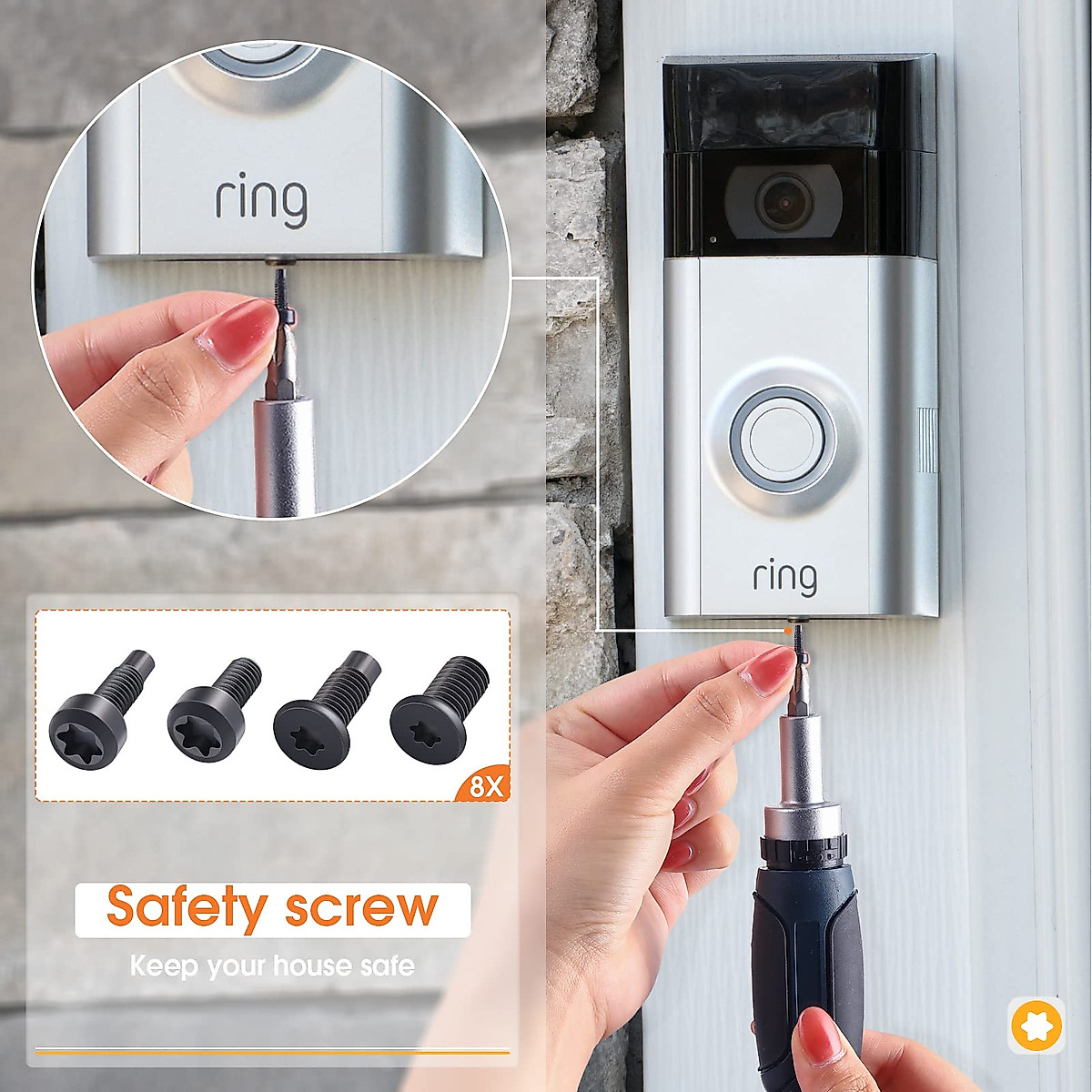 32 Pieces Ring Doorbell Screws Replacement Black Video Ring Doorbell Security Screw Accessories Compatible with Video Doorbell, Video Doorbell 2 and Pro