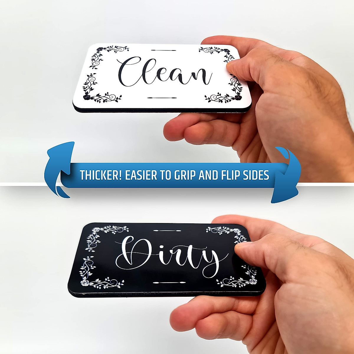 HMmagnets Dishwasher Magnet Clean Dirty Sign That Will Never Fall - Magnetic Dirty/Clean Indicator | Thicker & Stronger (Upgraded Magnets) | Doesn’t Peel | 4.5 * 2.5 Inches - Modern Decorative