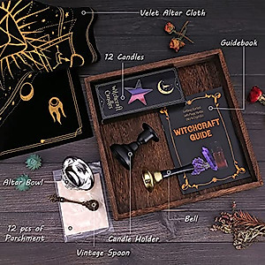 Cikuco Witchcraft Supplies Kit for Witch Spells,61PCS Witch Stuff,Wiccan Supplies and Tools,Including Herbs for Witchcraft,Crystals and Healing Stones,Spell Candles,Wiccan Starter Kit