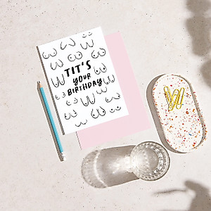 Huxters ‘Tit’s Your Birthday’ Humourous A5 Boob Card - Rude Gift for Her - Cheeky and Funny - Recyclable Paper with Envelope - Fun Greetings Card, FSC Certified and Sustainable…