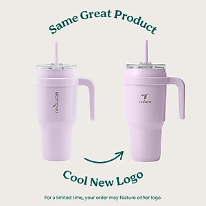 REDUCE 40 oz Stainless Steel Tumbler with Handle - Dual-Wall Vacuum Insulated Travel Mug, Sweat-Proof Lid & Reusable Straw - Keeps Drinks Cold for 24 Hrs, Fits Cupholders, Dishwasher Safe - Mojito