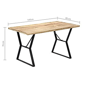 Tidyard Dining Table Mango Wood Tabletop Dinner Table Iron Legs Industrial Style for Kitchen, Dining Room, Home Furniture 55.1 x 31.4 x 29.9 Inches (L x W x H)