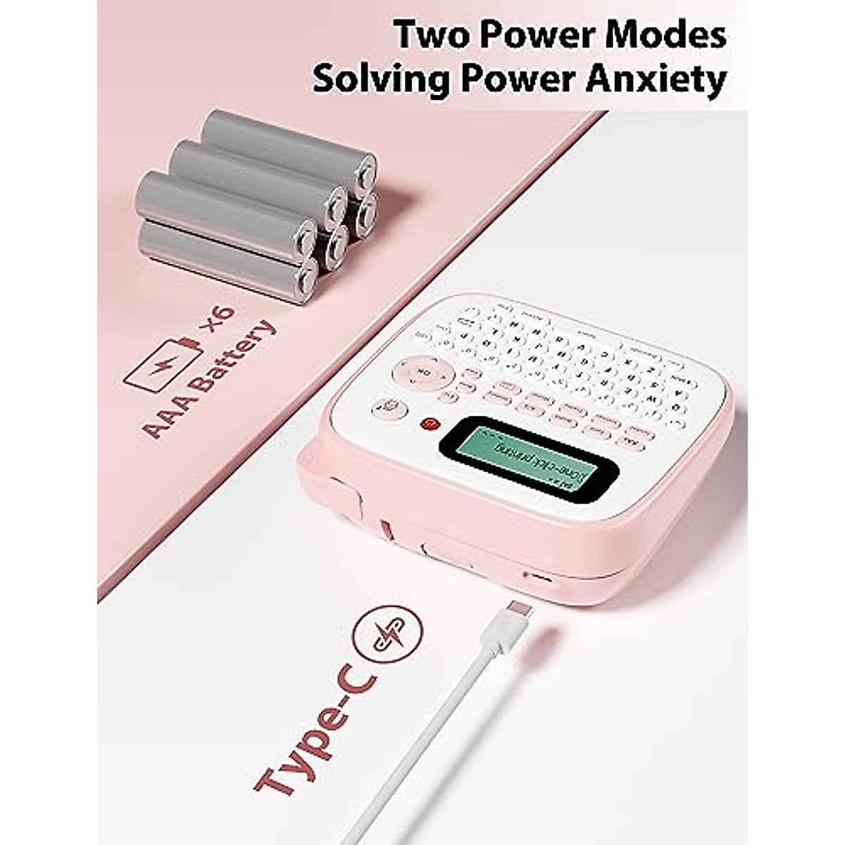 Vixic Pink Label Maker Machine with 4 Tapes, D210S Label Maker Machine, Portable Label Maker with Keyboard, QWERTY Keyboard Handheld & Easy to use, Multiple Fonts Frames for Home/Office/School