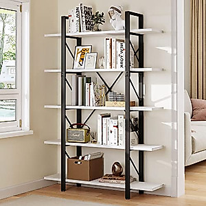 YITAHOME 5 Tier Bookshelf, Freestanding 5 Shelf Bookcases and Bookshelves, Modern Minimalist Furniture Open Display Storage Shelves Books Organizer for Living Room Bedroom Home Office, White