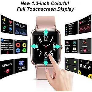 Fitness Tracker Smart Watch for Android Phones and iOS Phones Step Tracker Heart Rate Monitor, IP68 Waterproof Fitness Watch Sleep Monitoring, Calorie Counter, Pedometer Smartwatch for Women