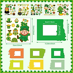 24 Sets St. Patrick's Day Crafts for Kids DIY Picture Frames Craft Kits Irish Shamrock Paper Photo Frames Saint Patricks Day Arts and Crafts with Stickers for Party Favors Home Class Game Activities