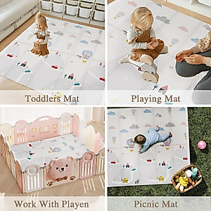 Baby Play Mat for Floor 79" x 71", Waterproof Foldable Playmat for Babies & Toddlers, Large Foam Play Mat for Kids, Reversible Soft Baby Mat for Crawling & Tummy Time Indoor Outdoor