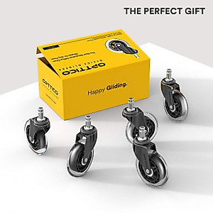 Office Chair Casters Wheels Replacement | Best Protection for Your Hardwood Floors Without Any Desk Chair MAT | Rollerblade Chair Casters | Easy & Quick Installation | Try Now