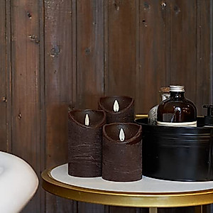 Incredle Flickering Flameless Candles Battery Operated 4" 5" 6" Real Wax LED Candles with 10key Remote Cycling 24 Hours Timer 7 Colors Available for Wedding Christmas Home Party Rustic Brown