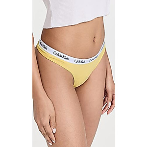 Calvin Klein Underwear Women's Carousel Thong Pack, Lime/White/Grey Heather-925, XL