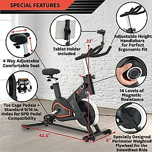 Women’s Health Men’s Health - Indoor Cycling Exercise Bike - Stationary Bike with Bluetooth Smart Connect - Stationary Exercise Bikes for Home Gym Designed to Work with the MyCloudFitness App