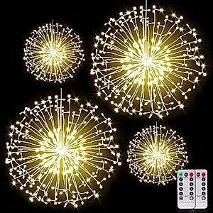 LetsFunny Fairy Starburst Christmas String Lights Wire Lights, 200 LED DIY 8 Modes Dimmable Lights with Remote Control, Decorative Hanging Starburst Lights Christmas Patio Indoor Outdoor Decoration