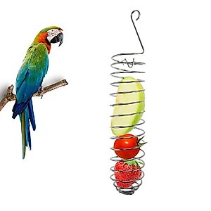 Stainless Steel Pet Bird Feeding Perch, Parrot Feeding Tools Vegetable Fruit Feeding Basket Holder Cage Accessory
