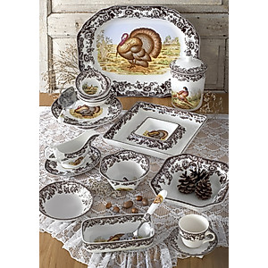 Spode Woodland 19" Octagonal Serving Platter | Turkey Platter for Thanksgiving, Dinner Parties, and Other Events | Made from Fine Porcelain | Microwave and Dishwasher Safe