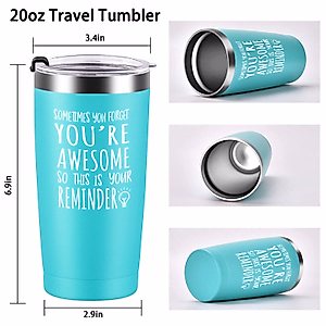 Qtencas 2 Pack Thank You Gifts for Women, You're Awesome Stainless Steel Insulated Travel Tumbler, Graduation Appreciation Gifts for Women Her Friend Teacher Mom Coworker Sister(20Oz, Rose Gold& Mint)
