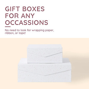 Soul & Lane Magnetic Gift Boxes with Lids (White and Gold, Pack of 2): Bridesmaid Gifts Cartons, Nesting Cardboard Christmas Boxes for Gifts, Stacking Mache Customizable Containers for Presents