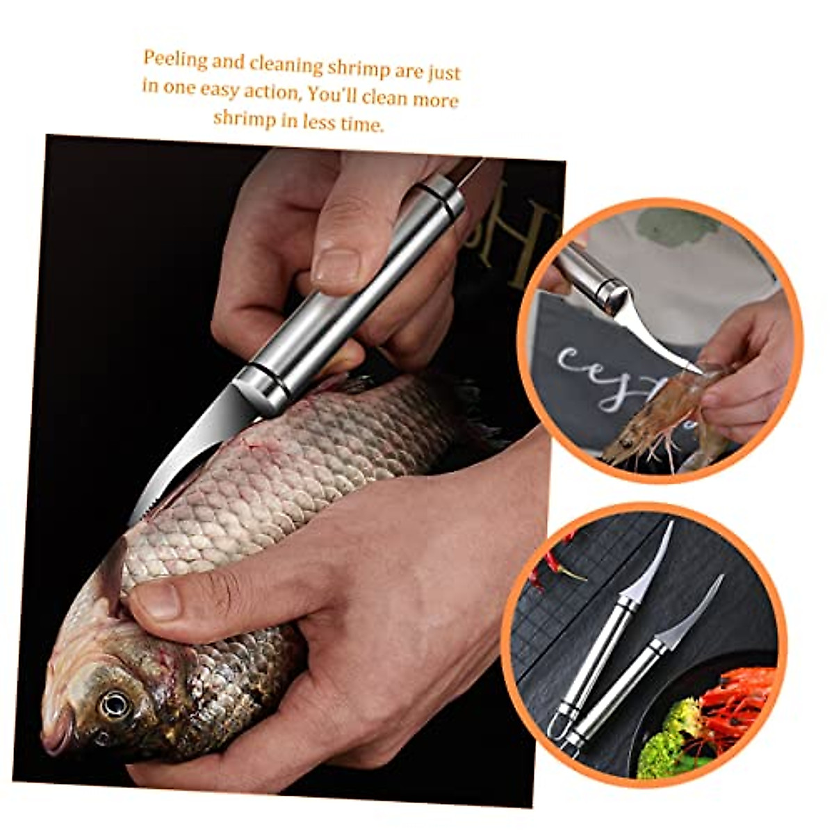 BESTonZON 4 Pcs Stainless Steel Shrimp Wire Knife Oyster Opener Household Gadgets Fishing Accessories Prawn Peelers Seafood Shrimp Cleaner Shrimp Fork Picks Shrimp Tool Fish Tool Fish Scaler