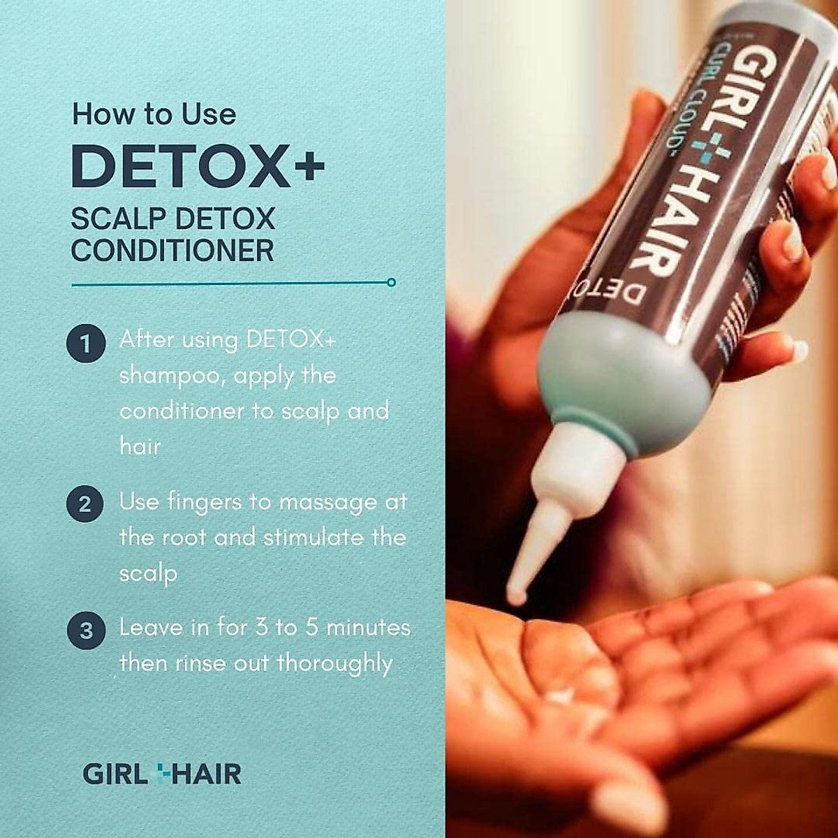 GIRL+HAIR DETOX - Apple Cider Vinegar + Charcoal Conditioner (10.1 fl oz) – Moisturize Dry Hair & Scalp, Boost Shine, Remove Oil, Reduce Itch & Flakes – No Silicones, Parabens, Sulfates or Fragrance