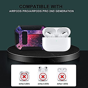 LOKYICOK Compatible with AirPods Pro 2nd Generation Case 2022, Secure Lock Clip Carbon Fiber Airpod Pro 2 Case with Keychain,Full Body Shockproof Hard Shell Protective Cover for AirPod Pro 2 (Red)