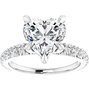 Moissanite World Dainty Intersecting Engagement Ring, Heart Cut 3.00CT, Colorless Moissanite Ring, 925 Sterling Silver, Solitaire Engagement Ring, Wedding Ring (8)