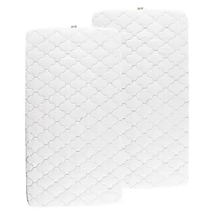 Bamuho Bassinet Mattress Protector Compatible with Foalom, Newton, Skylar Baby Bassinet, 2 Pack, Waterproof Quilted 3 in 1 Rectangle Bassinet Mattress Pad Cover, White, 35" x 20"