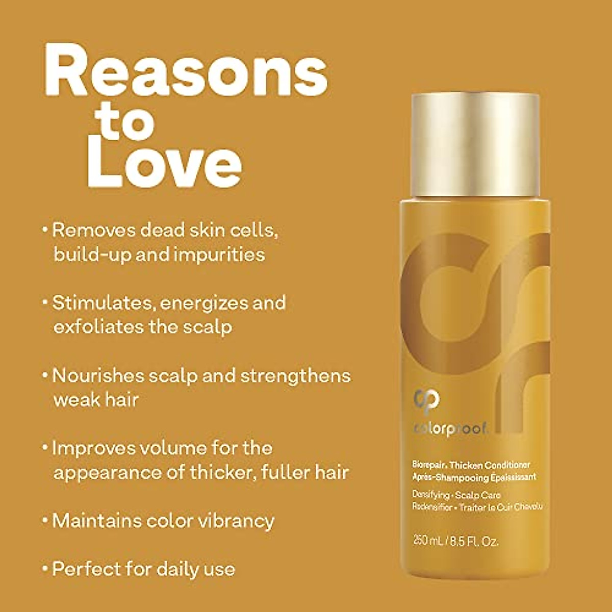 ColorProof Evolved Color Care Biorepair Thicken Conditioner, 8.5 Fl. Oz. for Thinning Color-Treated Hair, Nourishes & Stimulates Hair & Scalp, Thicker, Fuller Looking Hair, Sulfate-Free, Vegan