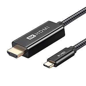 QCEs USB C to HDMI Cable 8K 6.6Ft, Unidirectional Type C to HDMI 2.1 Cable 8K 4K HDR Thunderbolt 3/4 to HDMI Compatible with iPhone 15, MacBook Pro/Air, iMac, XPS, Galaxy S23