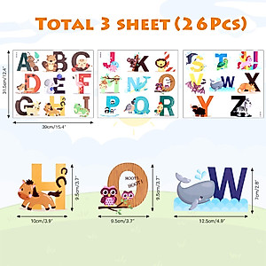 OOTSR 26 Alphabet Wall Decals, Removable Wall Decals Stickers Decor, Colourful Animal Alphabet ABC Wall Stickers for Nursery Bedroom Living Room décor