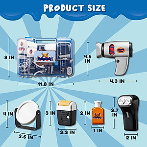 JOYIN 23Pcs Pretend Play Shaving & Grooming Kit for Kid, Boy Girl Barber Set w/ Storage Box, Toddler Hair Cutting Playset w/ Shaver, Scissors, Dryer, Razors for Boys Birthday, Presents Toys