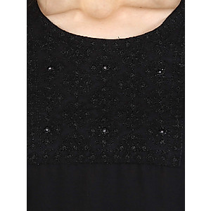 Ramkudi Indian Women's Embroidered Cotton Kurti Black Top