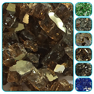 Z Zennister Fire Pit Glass Rocks,  High Luster, 1/2" Reflective Tempered Fire Glass in Copper, 10 Pound Jar  for Natural or Propane Fireplace, Crushed Glass Stones for Firepit, Garden or Patio