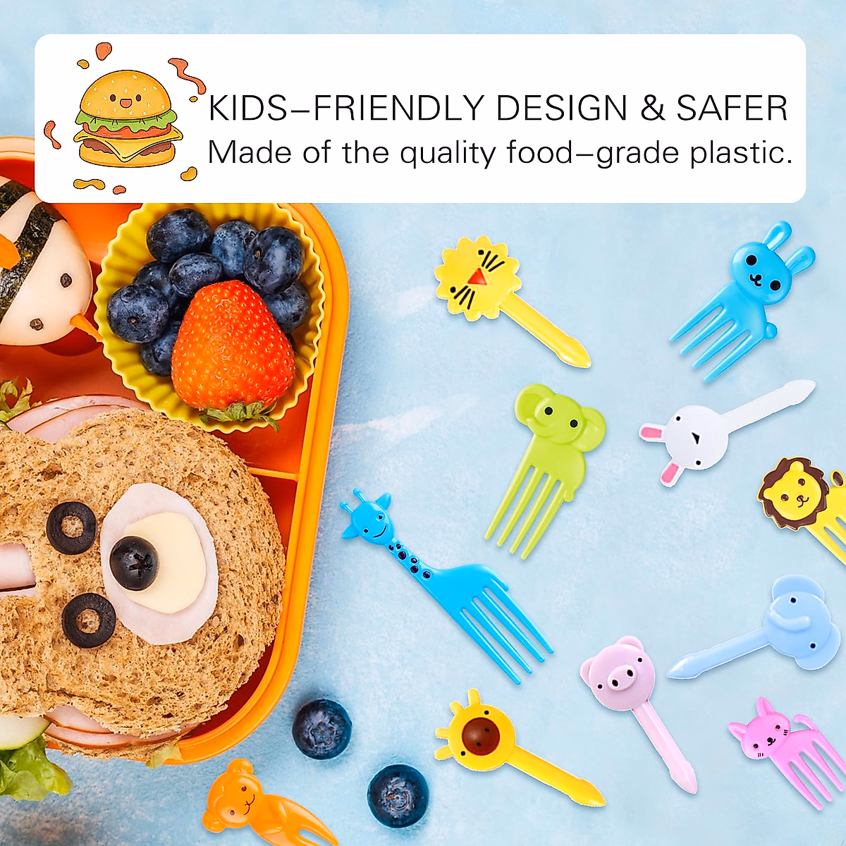 120PCS Animal Food Picks for Kids, Vicuna R Toddler Food Picks BPA-Free, Fun Kids Food Picks for Bento Box, Reusable Cute Fruit Toothpicks, Kids Lunch Accessories Decorations