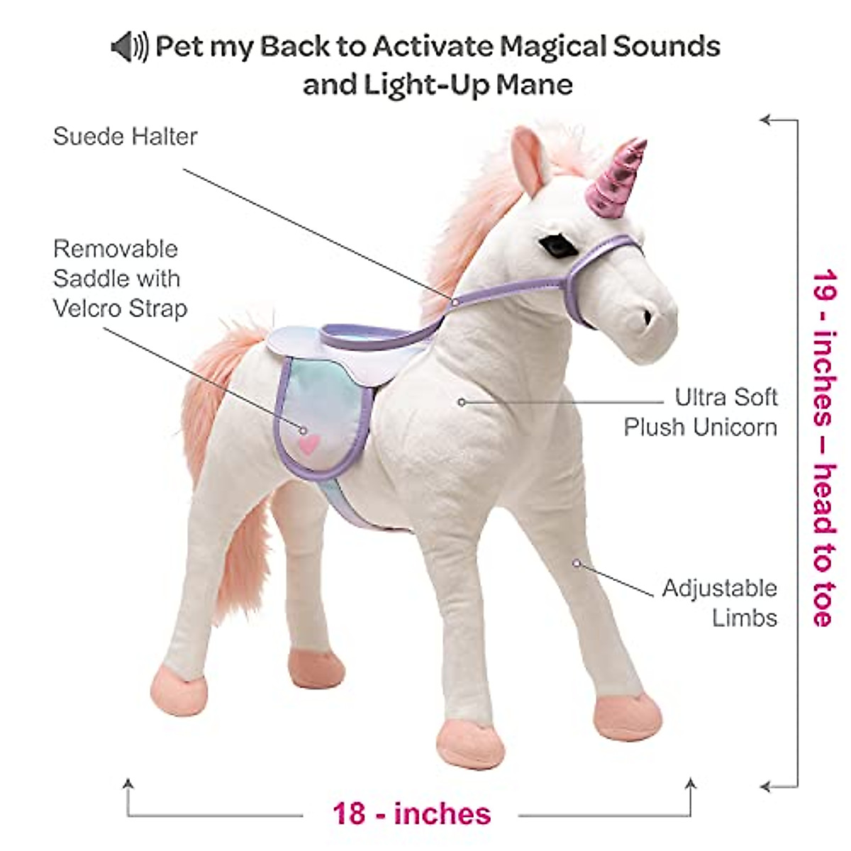 Adora 18 inch Doll Pets - Amazing Girls Pet Sparkles Unicorn - 19 inches